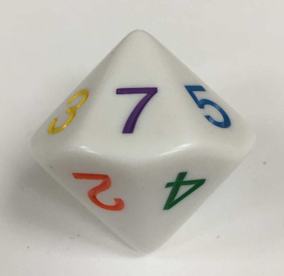 D14 1 to 7 Twice - MultiColor Numbers - The Dice Emporium